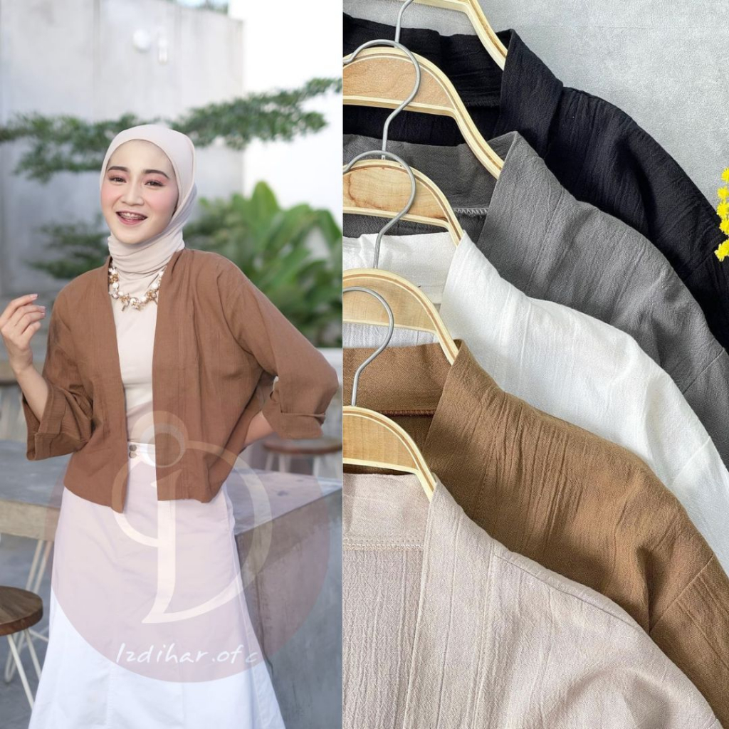 Jual Belia Outer - Crop Outer Basic Lengan Panjang Big Size / Outer Crinkle Linen Wanita ...