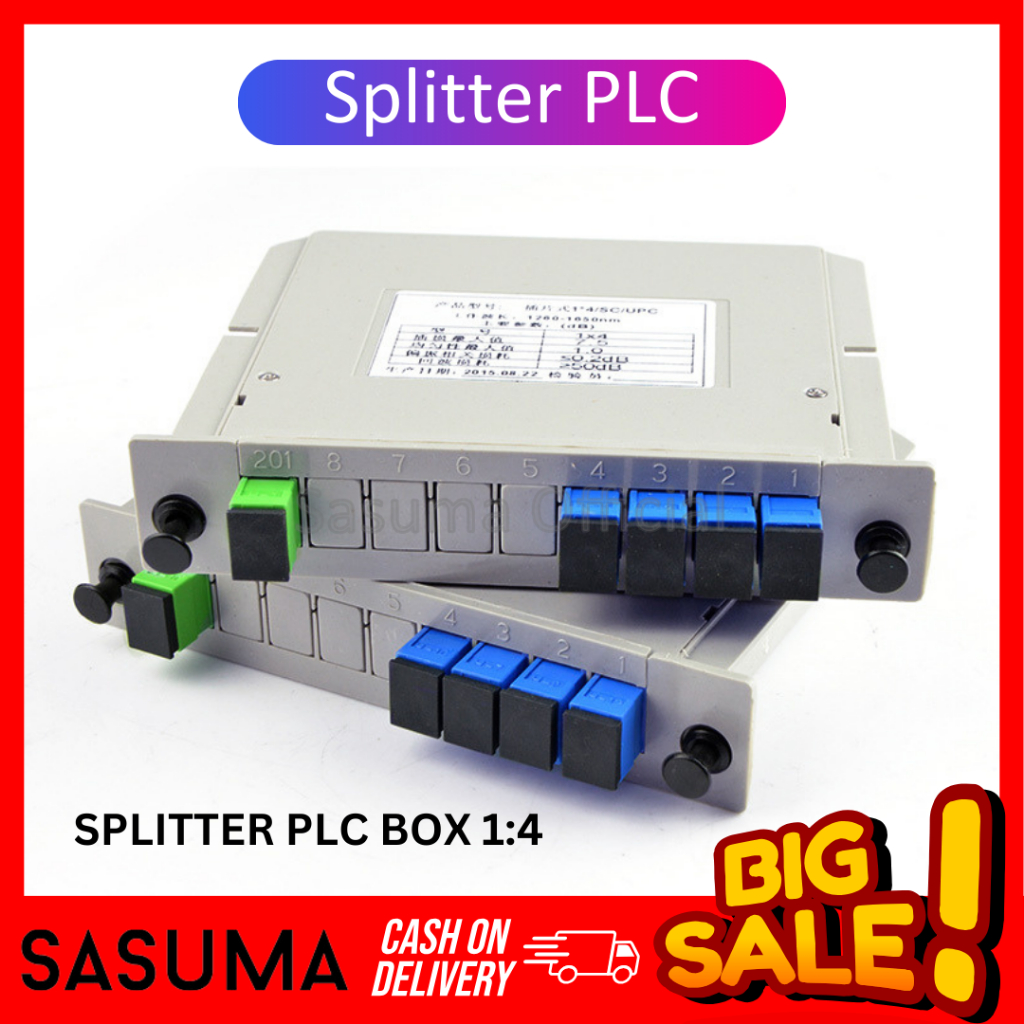 Jual SASUMA Passive Splitter PLC BOX FO 1:4 SC UPC Fiber Optik Pasif ...