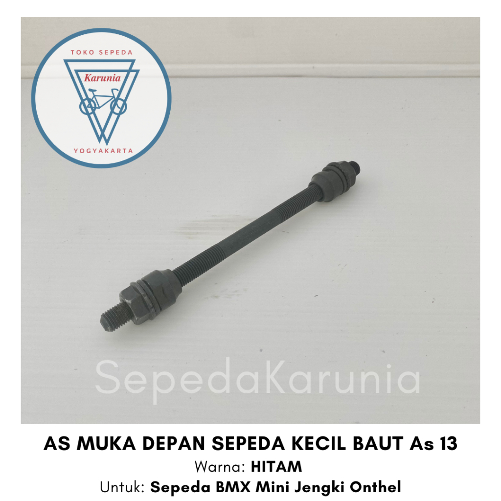 Jual As Roda Muka Depan Sepeda Model Drat Kecil Baut As 13 Besi Hitam ...