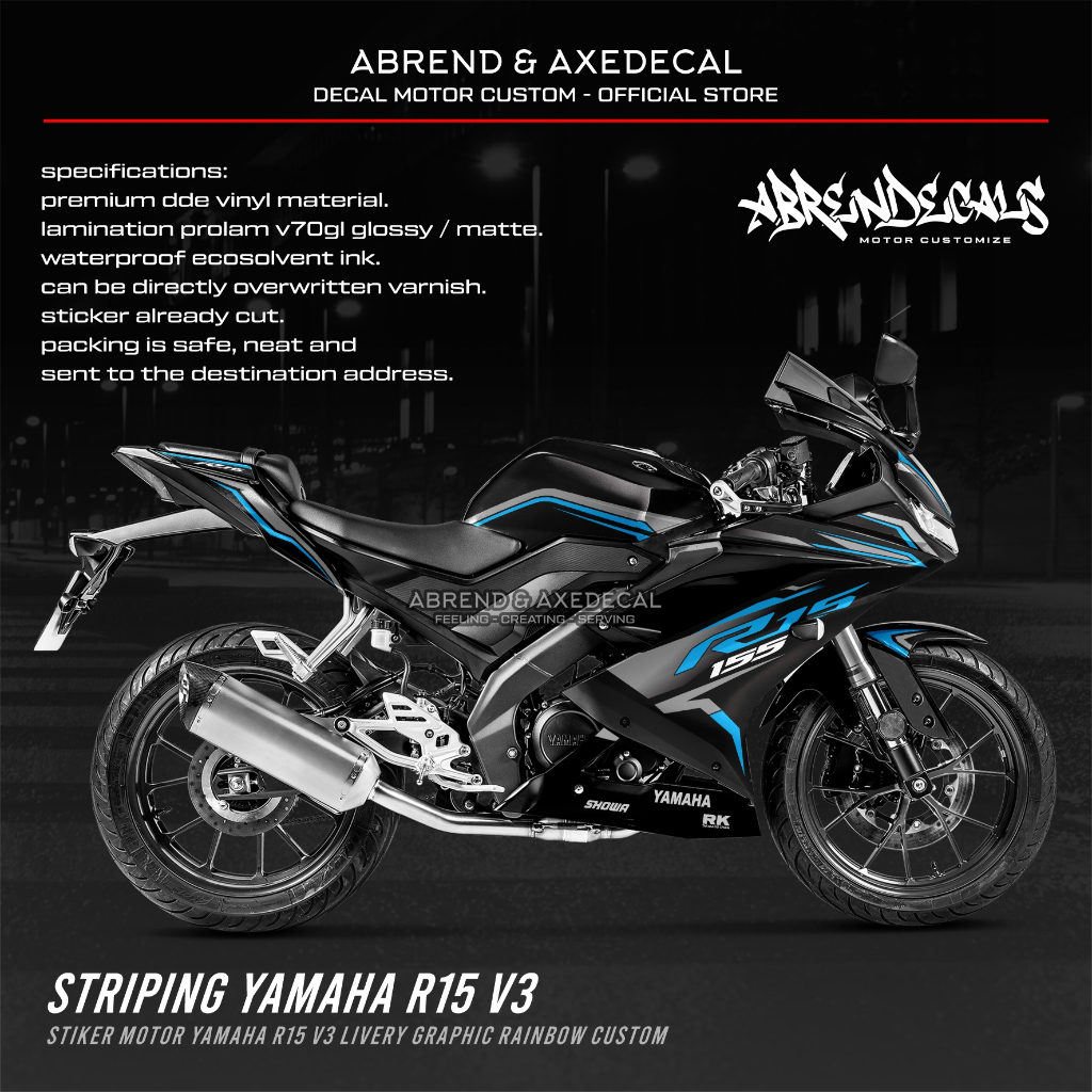 Jual STRIPING R15 V3 GRAFIS PELANGI RAINBOW / STIKER MOTOR YAMAHA R15 ...