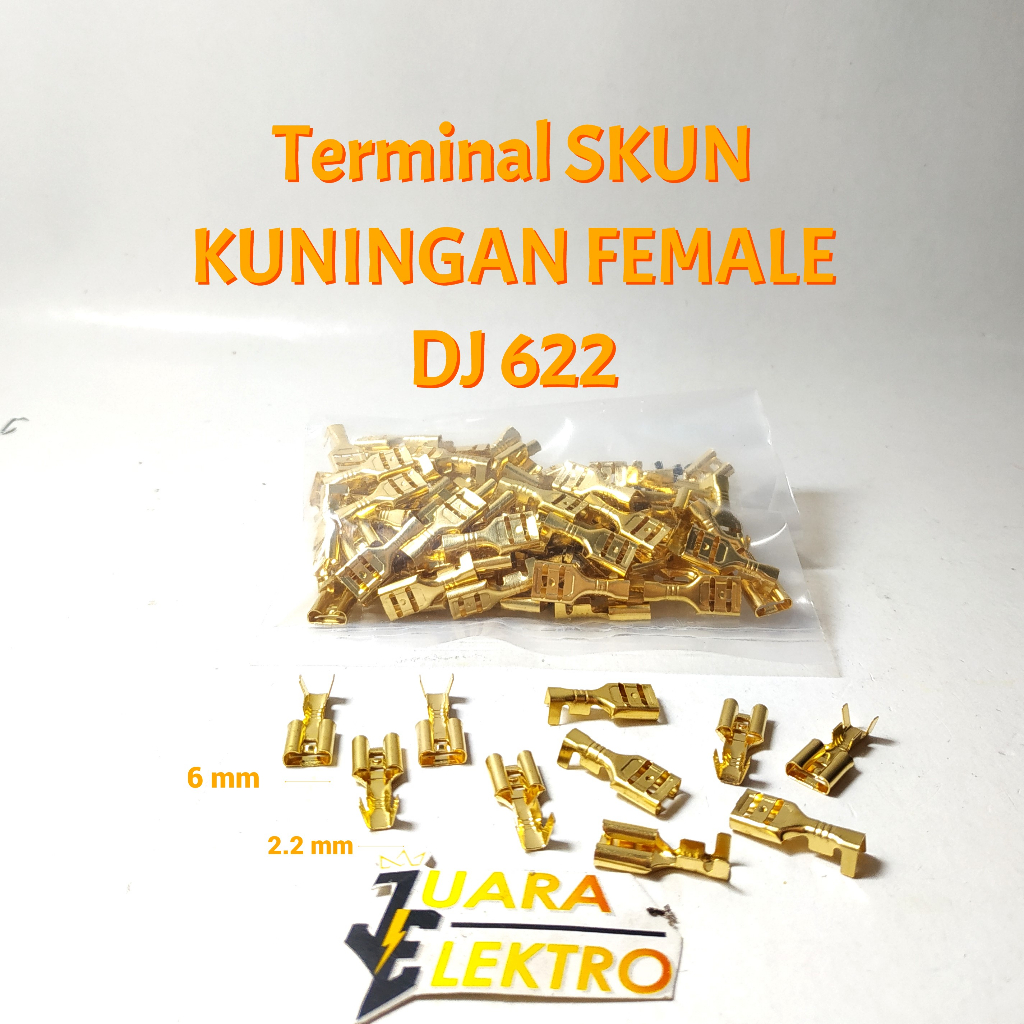 Jual (10 PCS) Terminal SKUN Kabel Female KUNINGAN | Skun Konektor ...