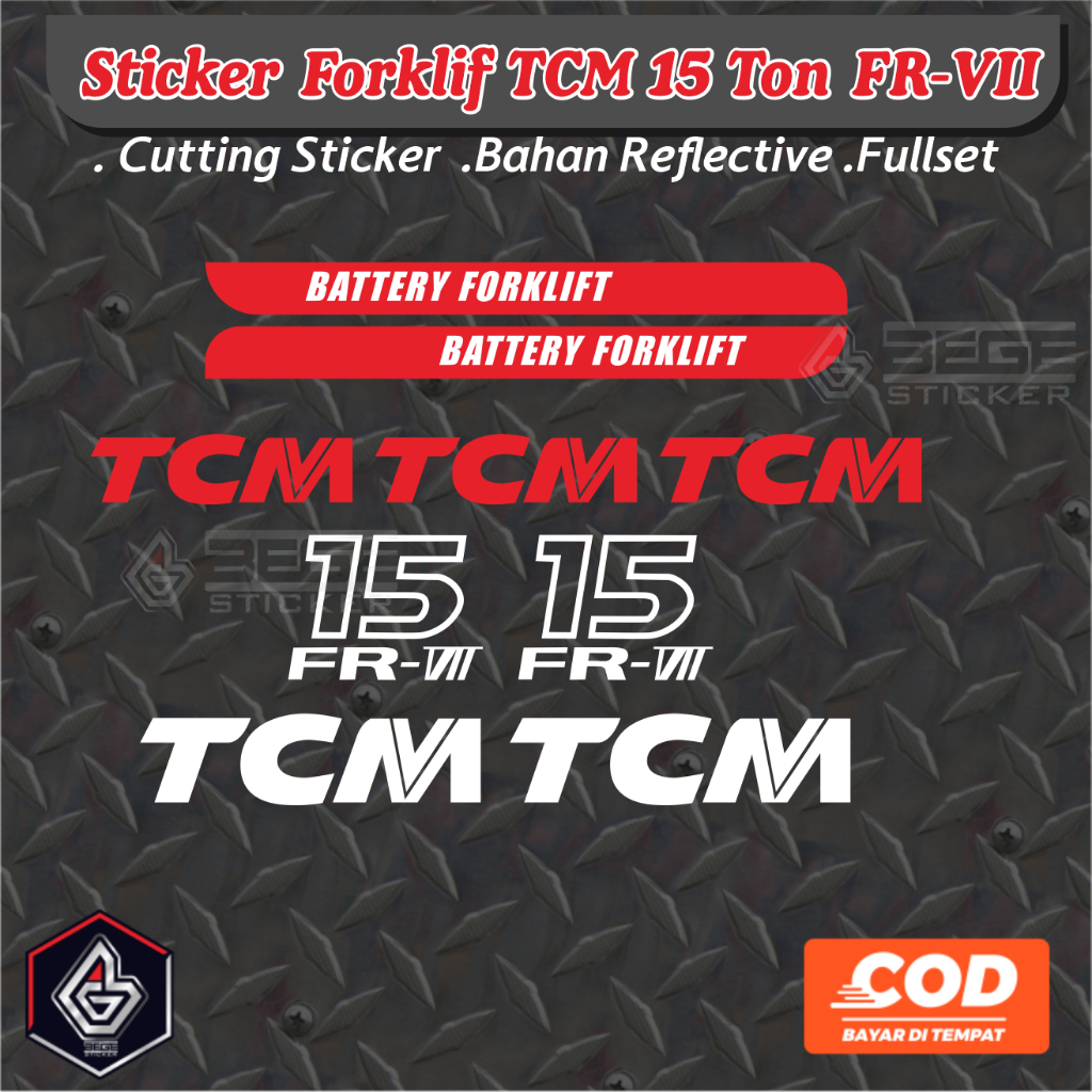 Jual Cutting Sticker TCM battery Forklift FR-7 Bahan reflective Fullset ...