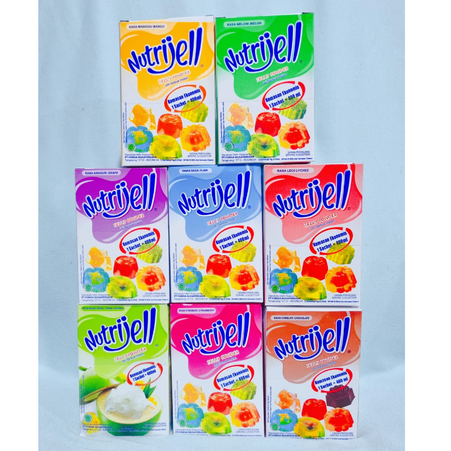 Jual Nutrijell Jelly Powder Plain / Lychee / Chocolate / Strawberry ...