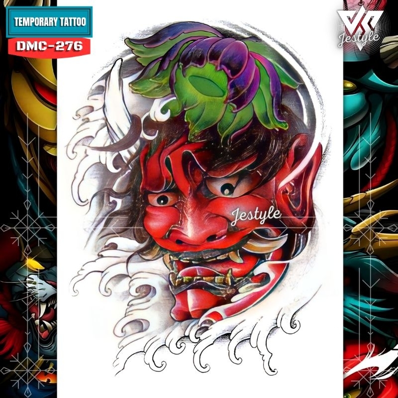 Jual [DMC-276] Tato Temporer Temporary Tattoo Topeng iblis Demon ...