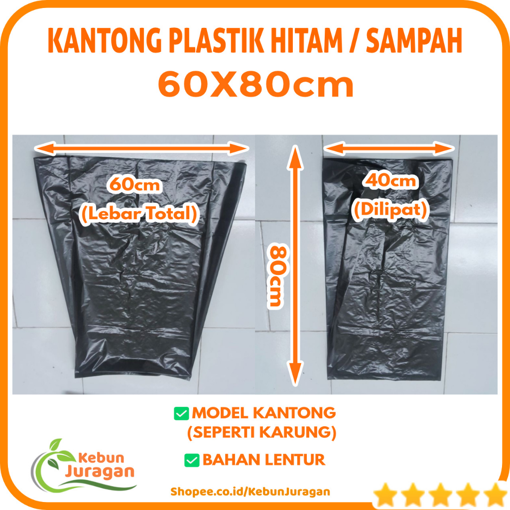 Jual Kantong Plastik Pembungkus 60x80cm Plastik PE Plastik Hitam ...
