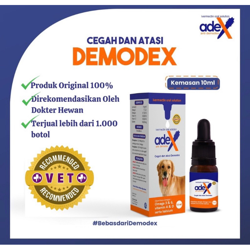 Jual Obat Anjing Anti Demodex ADEX 10 ML - 60ML Vitamin Gatal Sakit ...