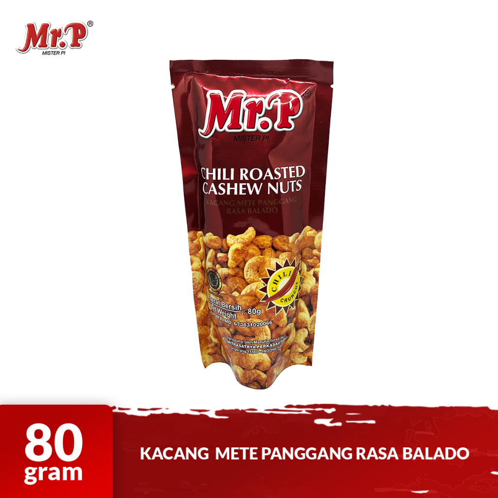 Jual MR. P Kacang Mete Panggang Varian Rasa Balado 80gr | Shopee Indonesia