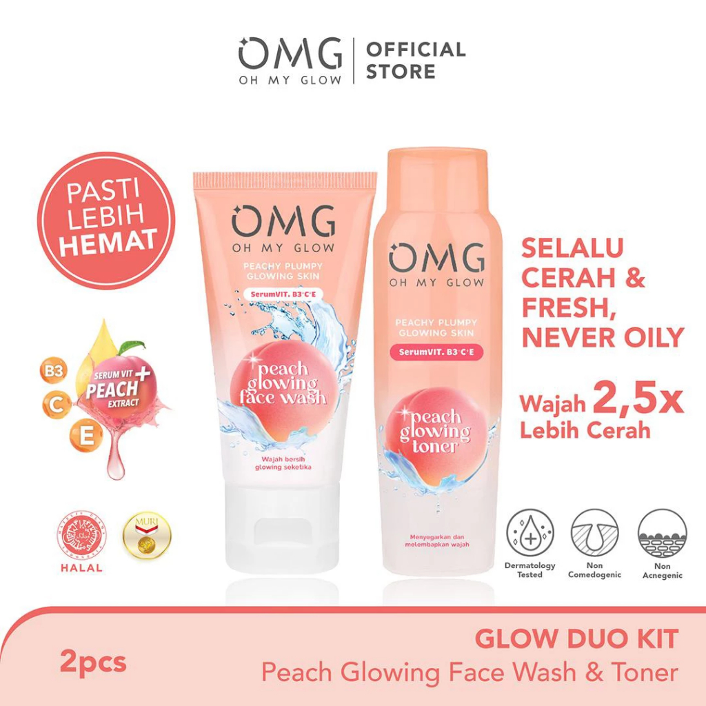 Jual MFI - PAKET DUO COMBO OMG (OMG Peach Glowing Face Wash & OMG Peach ...