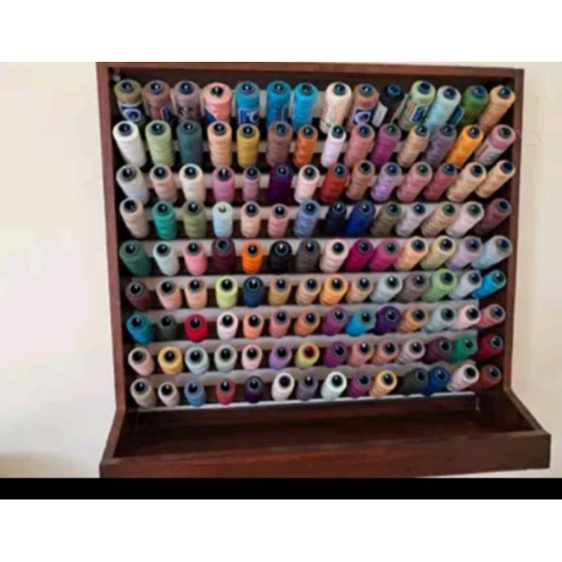 Jual rak benang jahit/tempat benang jahit bahan kayu. isi 126 benang ...
