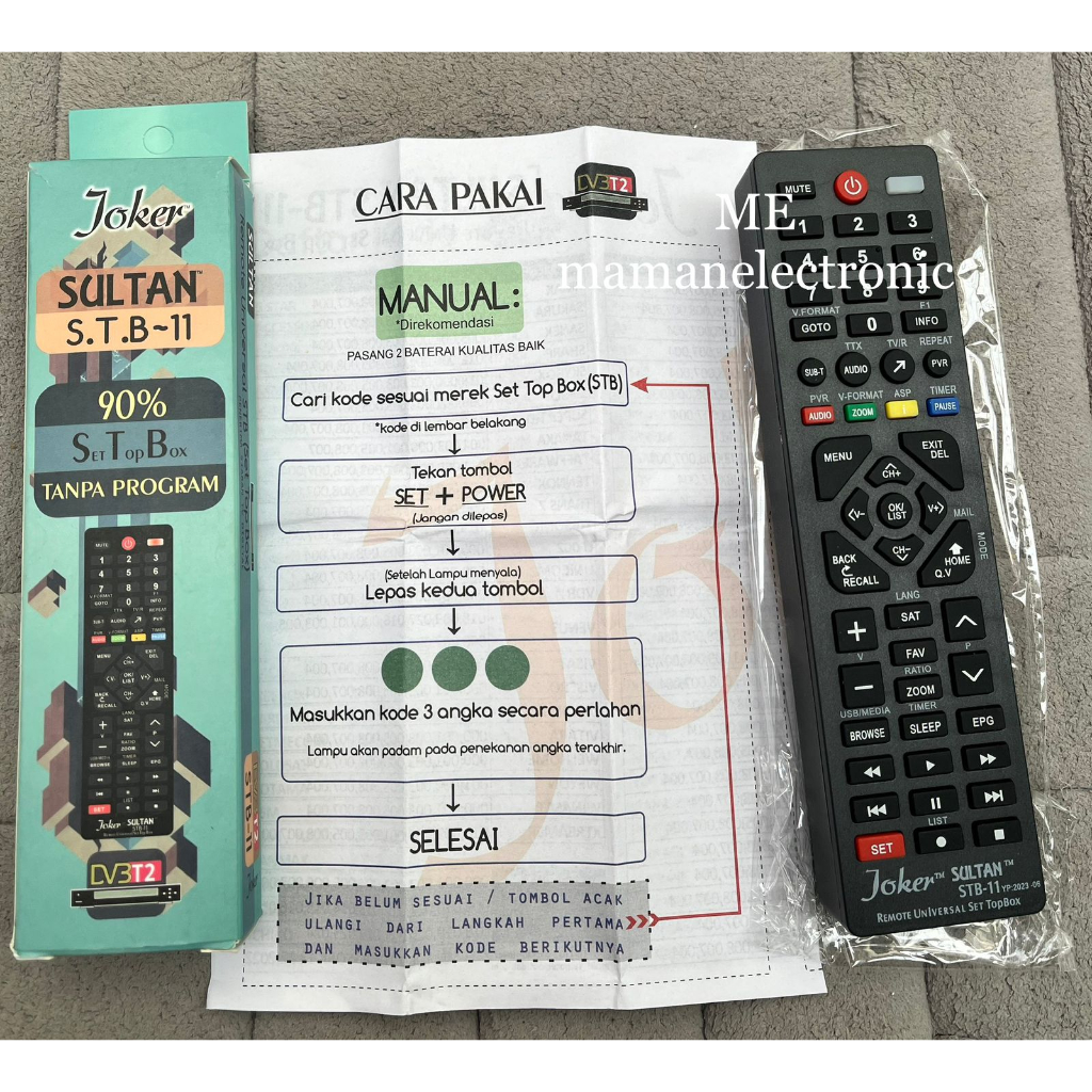 Jual REMOTE STB MULTI JOKER SULTAN 11 / Remot stb set top box universal ...