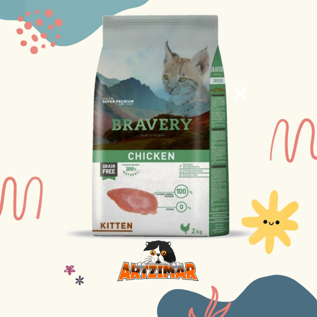 Jual Bravery Cat Kitten Chicken 2kg Makanan Kucing Untuk Kitten GRAIN ...