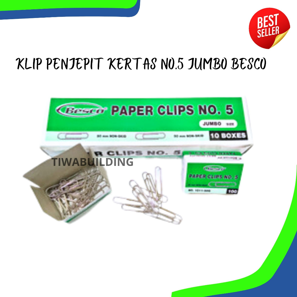 Jual KLIP PENJEPIT KERTAS / PAPER CLIP / TRIGONAL CLIP NO.5 JUMBO BESCO ...