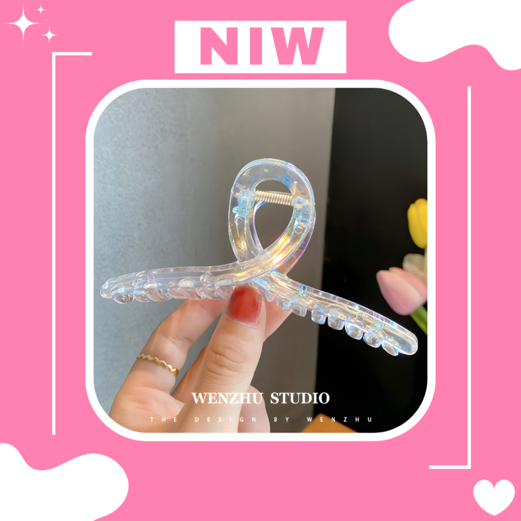 Jual NIW Jepit rambut model cakar transparan warna-warni ukuran 13cm ...