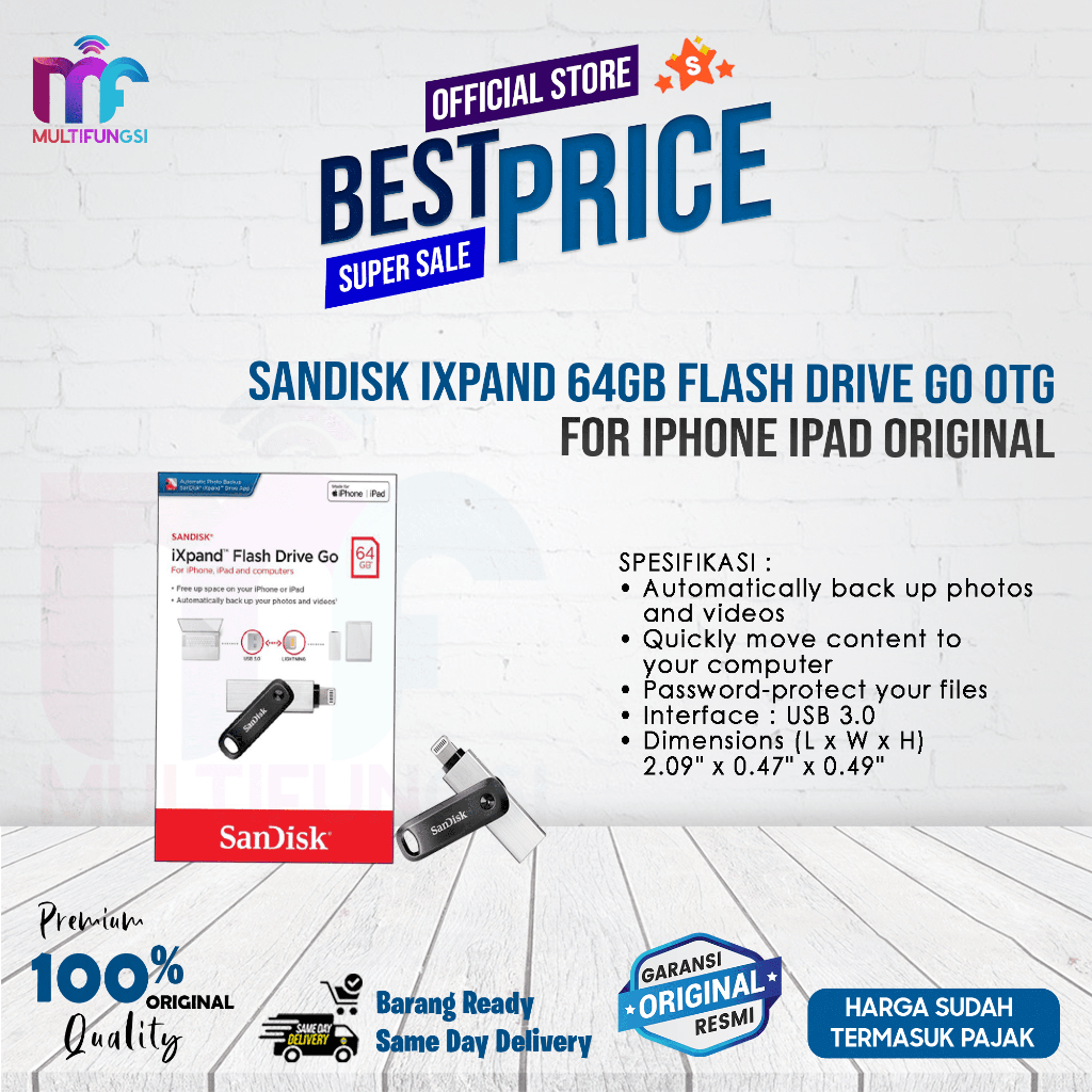 Jual SanDisk iXpand Flash Drive Go USB 3.0 SDIX60N 64GB/128GB/256GB ...