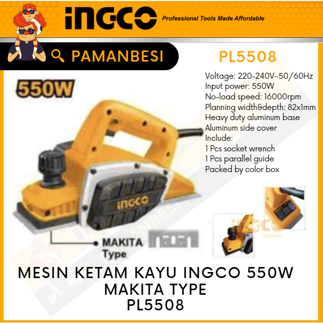 Jual Mesin Serut Kayu (550W) Sugu Kayu Pasah Electric Planer INGCO ...