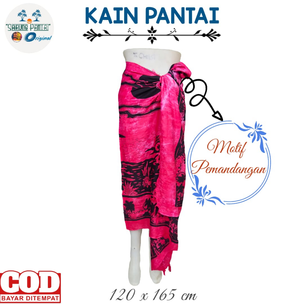 Jual Kain Bali Pantai - Kain Bali Motif Pemandangan Pantai Rumbai ...