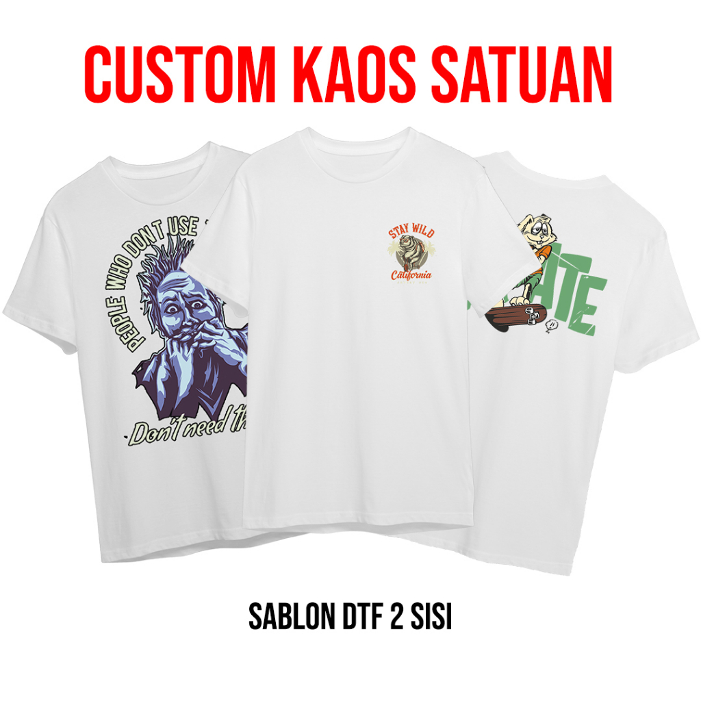 Jual Baju Kaos Putih Sablon Dua Sisi Custom - Kaos Custom - Kaos Pria ... Jual Baju Kaos Putih Sablon Dua Sisi Custom - Kaos Custom - Kaos Pria ...