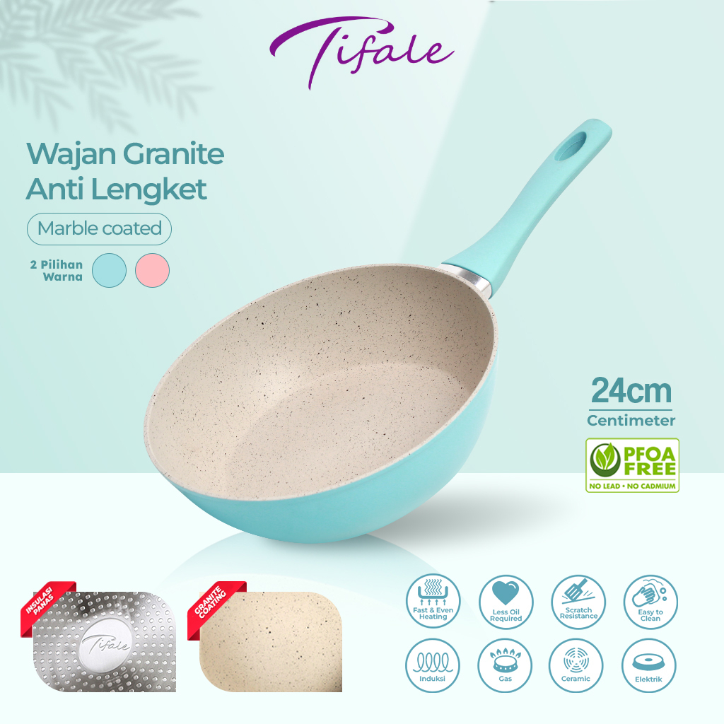 Jual Tifale Pastel Granite Coated Series Fry Pan 24CM Anti lengket handle bakelite silicone anti ...