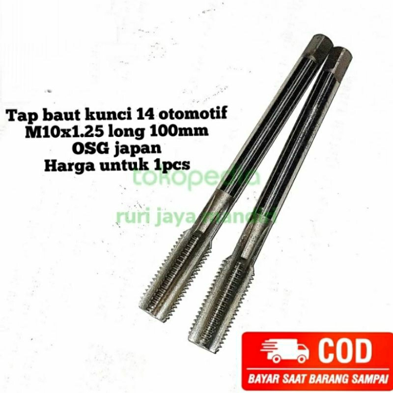 Jual Tap baut kunci 14 otomotif M10x1.25 HSSE OSG japan long 100mm bukan m6 | Shopee Indonesia
