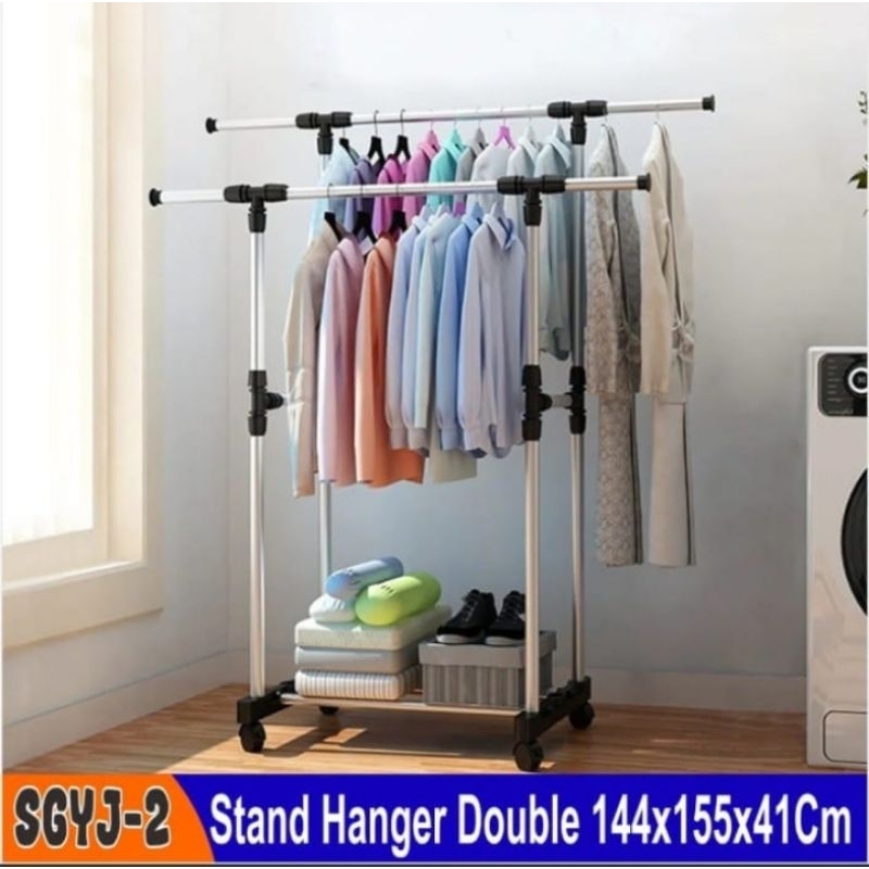 Jual Stand hanger Double /Rak Gawang Pakaian/Rak Pakaian serbaguna ...