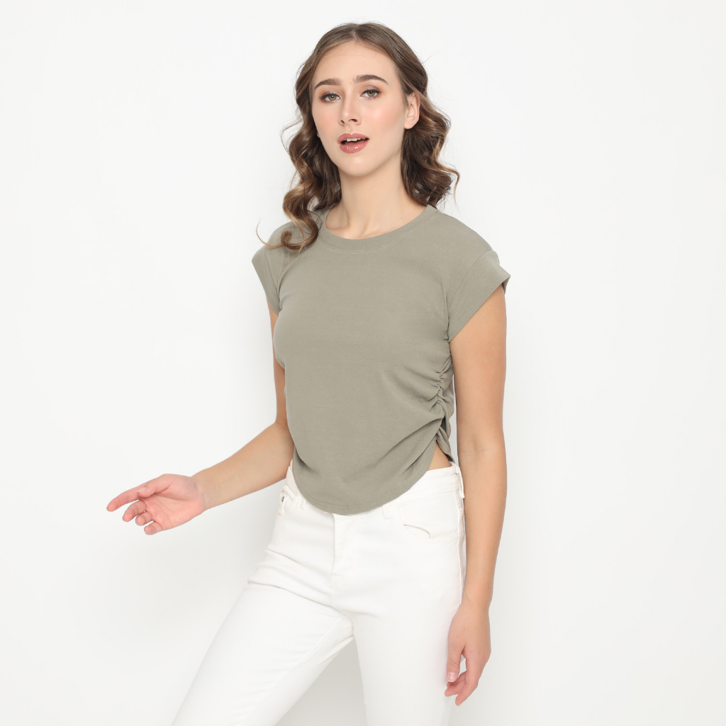 Jual ROMP Kaos Polos Katun Wanita - Kerut Samping | Shopee Indonesia