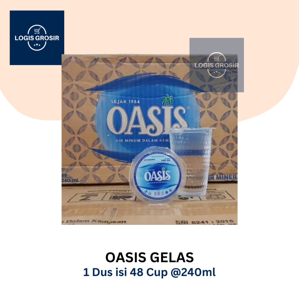 Jual Oasis Air Mineral Gelas 240ml 240 ml per Dus Karton 48 pcs Cup Aqua | Shopee Indonesia