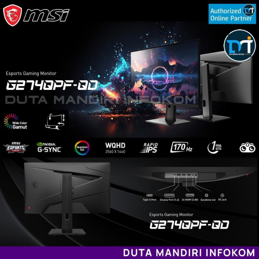 Jual MSI G274QPF QD 27" - WQHD IPS 170Hz 1ms DP HDMI G Sync USB C Monitor | Shopee Indonesia