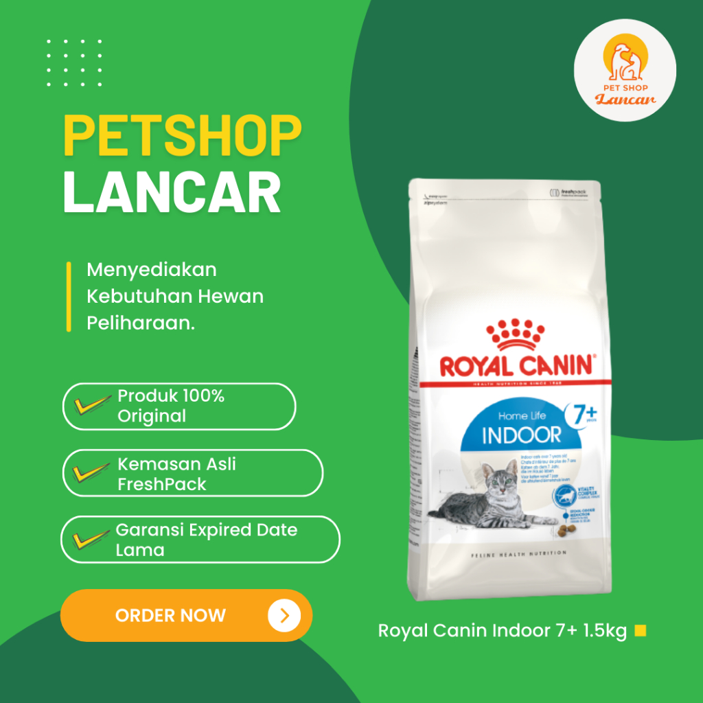 Jual Royal Canin Indoor 7+ Makanan Kucing Dewasa Senior Dry 1.5kg ...