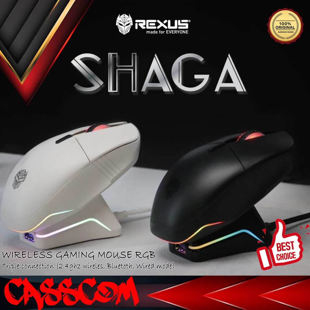 Jual Rexus RX130 SHAGA Wireless Gaming Mouse RGB Rechargeable RX-130 ...