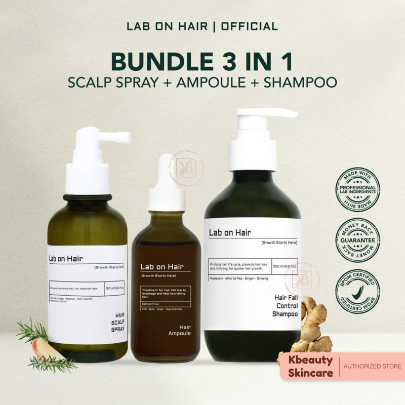 Jual Lab On Hair Anti Hair Fall Shampoo / Scalp Spray / Ampoule ...