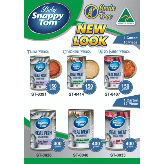 Jual SNAPPY TOM BABY WETFOOD 400GRAM/ SNAPPY TOM KALENG | Shopee Indonesia