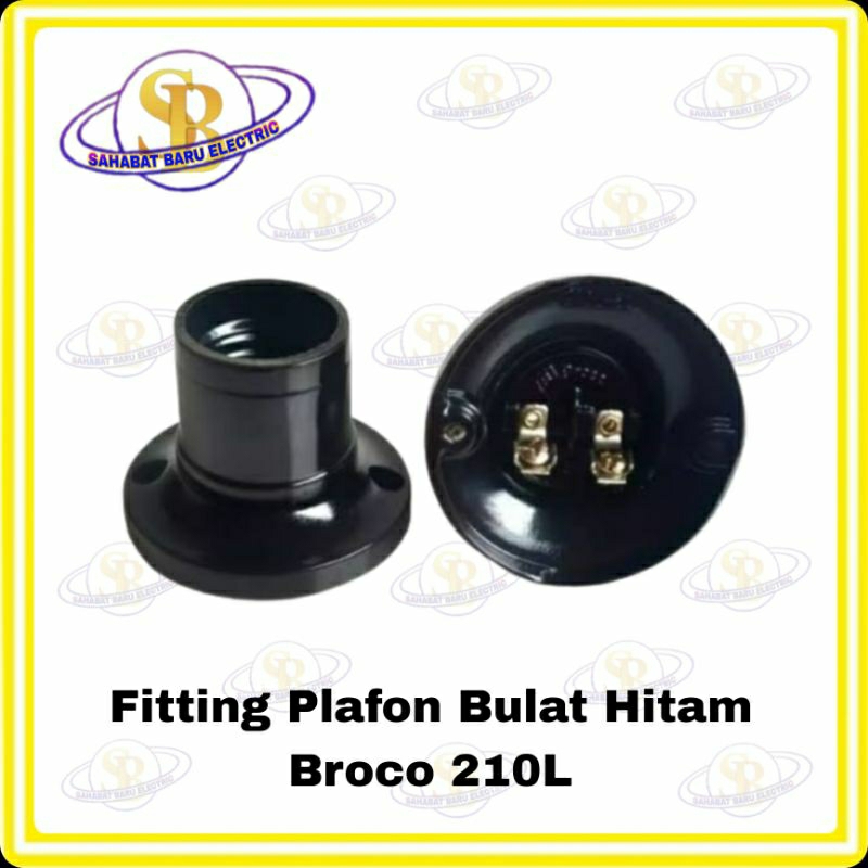 Jual Broco Fitting Plafon Bulat 210L Hitam / Fitting Lampu Plafon E27 ...