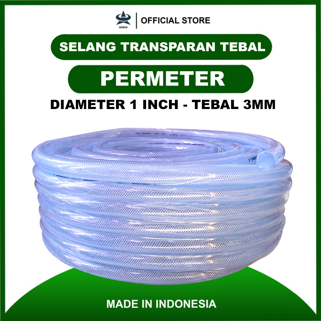 Jual GEMUK Selang Air 1 Inch Permeter Selang Benang Transparan Tebal 3 mm Selang Kebun Anti ...