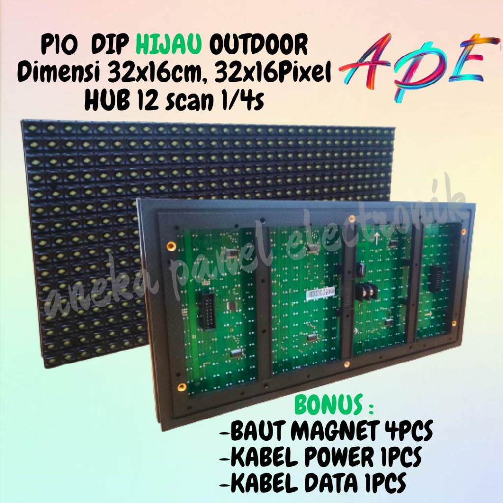 Jual Panel Modul LED P10 Running Text DIP Hijau Green Outdoor | Shopee ...