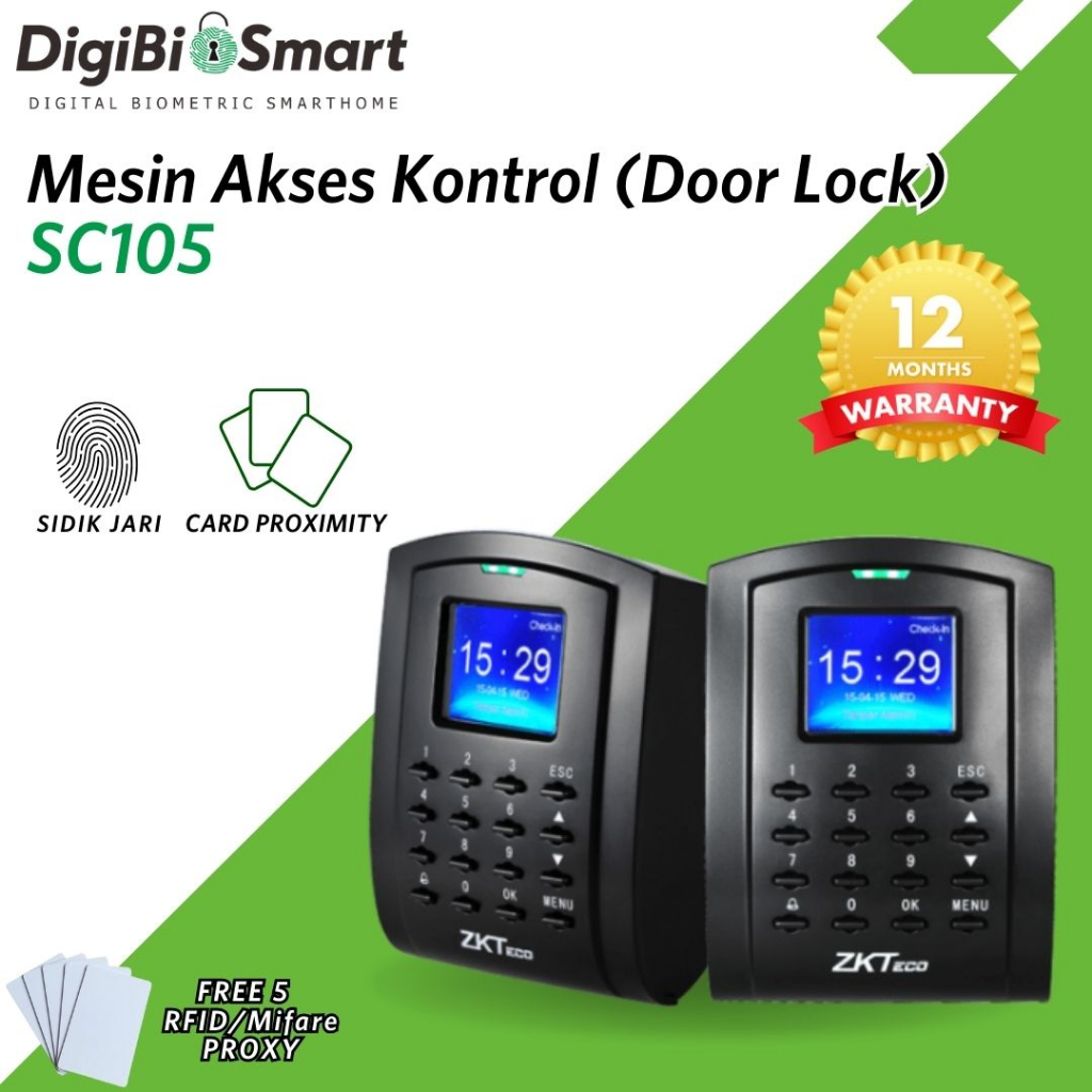 Jual Mesin Akses Kontrol Pintu Door Lock SC105 ZKTeco Proxy RFID Record | Shopee Indonesia