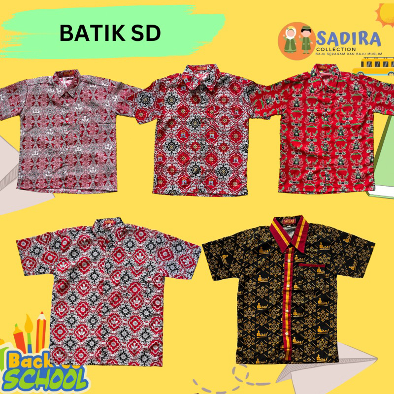 Jual Batik SD LENGAN PENDEK PALEMBANG, SUMSEL, MOTIF MATAHARI, Motif ...