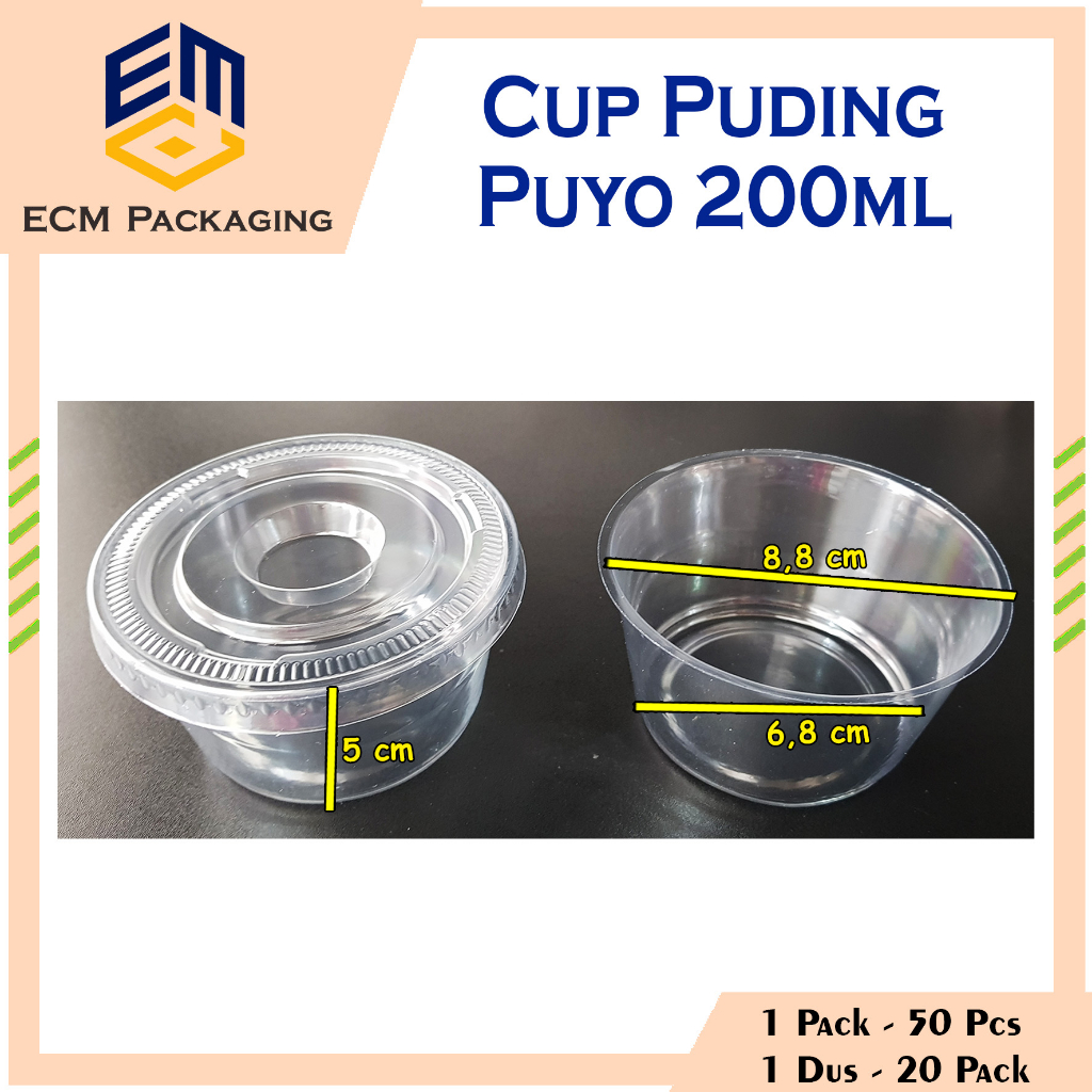 Jual CUP PUDING PUYO 200ML 50 PCS / CUP DESSERT / MIKA PUDING | Shopee ...