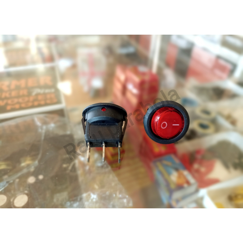 Jual Sakelar saklar switch on/off bulat merah 3 pjn plus lampu | Shopee ...