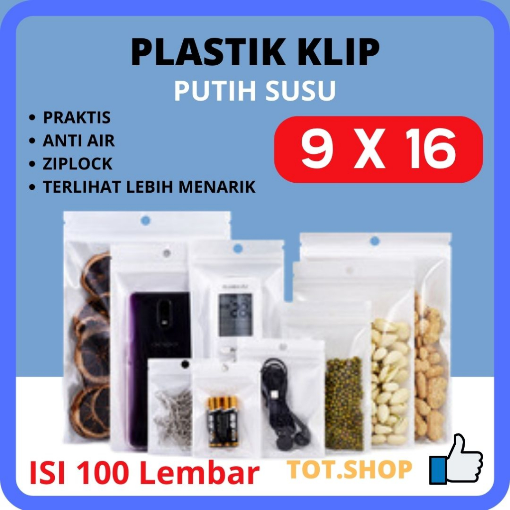 Jual [100-LBR] 9 x 16 Plastik Ziplock KLIP PUTIH SUSU Souvenir ...