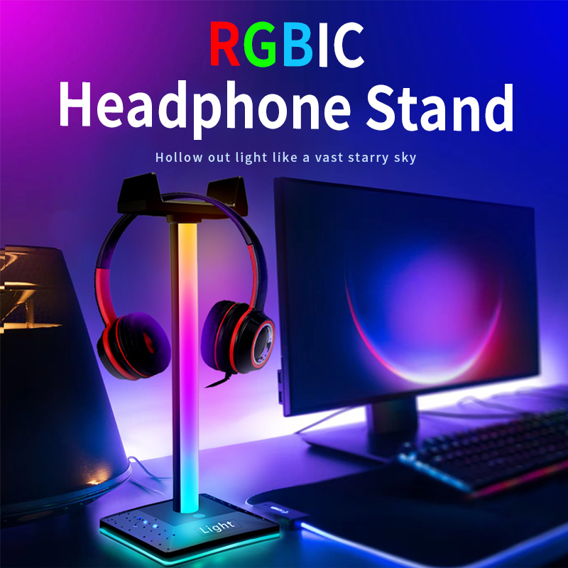 Jual RGBIC LED Headphone Lights Stand Type-c USB Ports Holder for ...