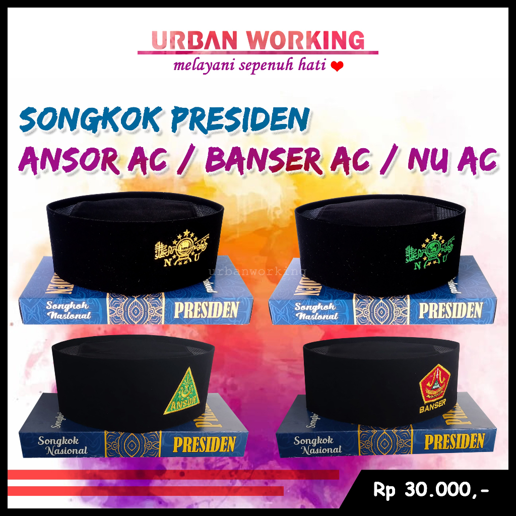 Jual SONGKOK PRESIDEN EXCLUSIVE ANSOR AC, BANSER AC, NU, NU AC HIJAU ...
