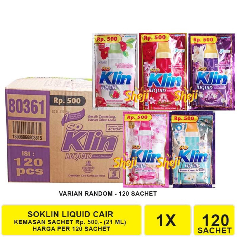 Jual 1 DUS ISI 120 SACHET SOKLIN LIQUID SACHET 500 ISI 21 ML RANDOM ...