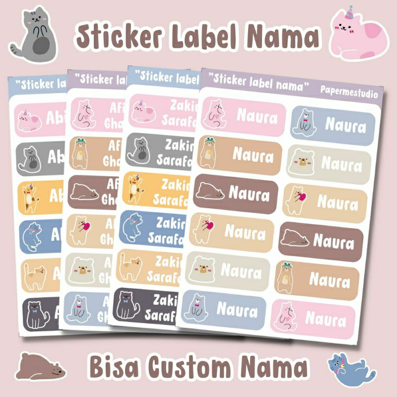 Jual LABEL NAMA - Sticker label nama buku sekolah bisa custom warna ...