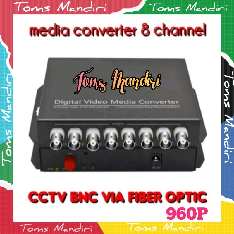 Jual Extender Video CCTV Bnc 8 Channel Via with fiber optic FO up to 10 ...