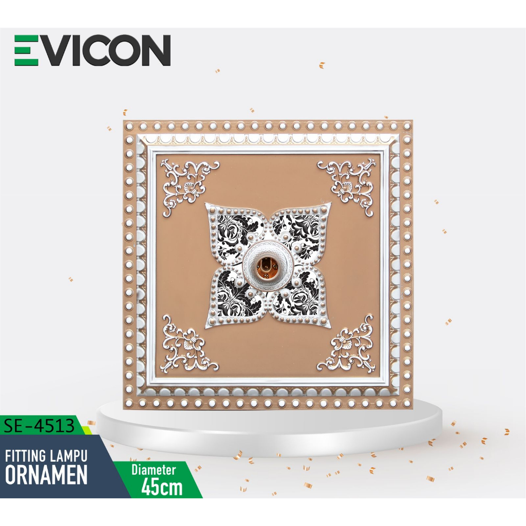 Jual VICON FITTING LAMPU ORNAMEN SEGIEMPAT 45CM / ORNAMEN PLAFON PVC ...