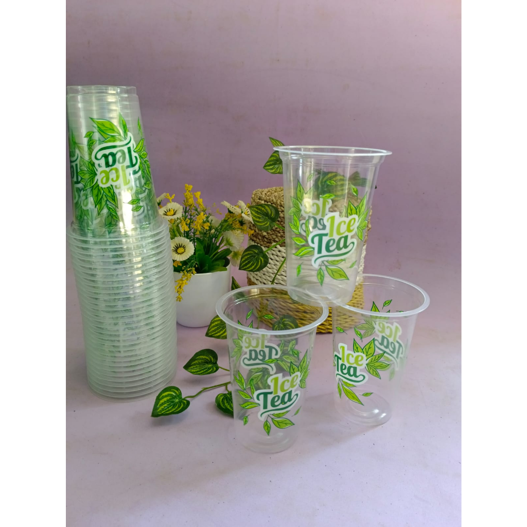 Jual Gelas Plastik Sablon Ukuran 16oz Cup Ice Tea Berkualitas | Shopee ...