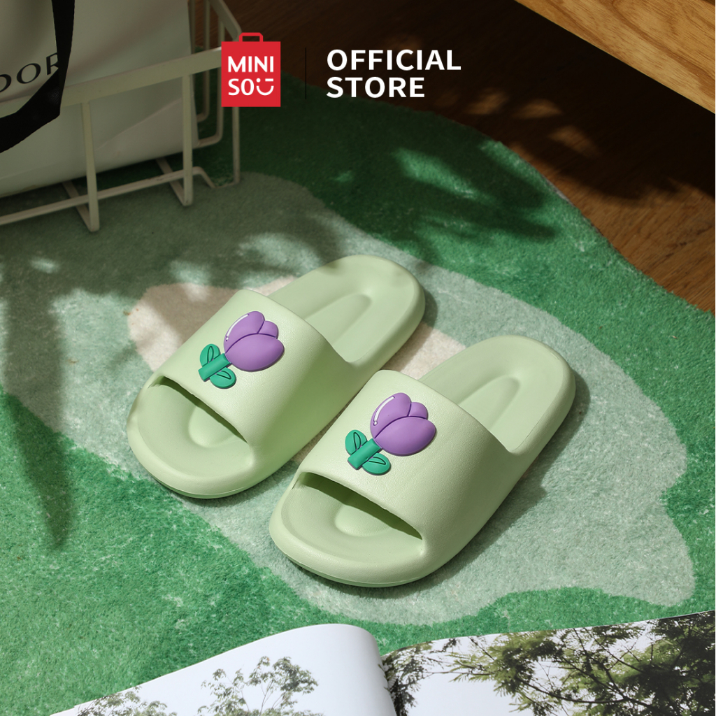 Jual MINISO Sandal Wanita Women's Slippers Flat Sandal Mundur Bunga ...