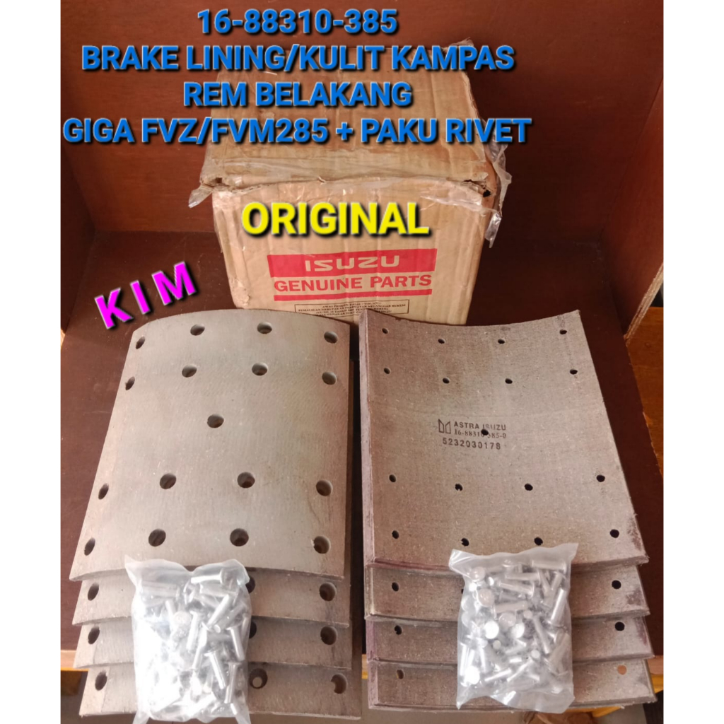 Jual Brake Lining Belakang Isuzu Giga FVZ/FVZ 285 + PAKU RIVET ORIGINAL ...