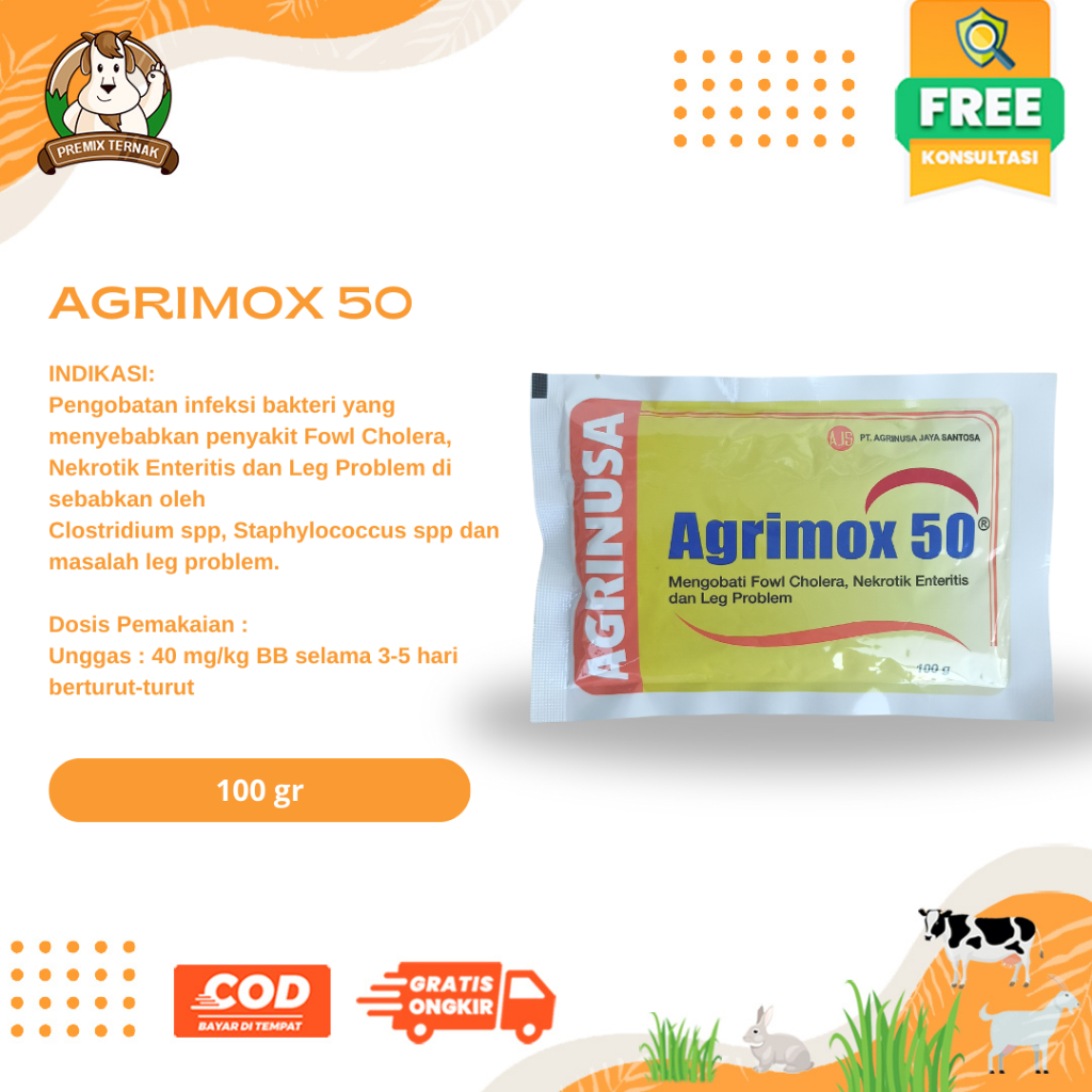 Jual AGRIMOX 50 100 Gram - Obat Ayam Kolera Berak Hijau N E & Leg ...