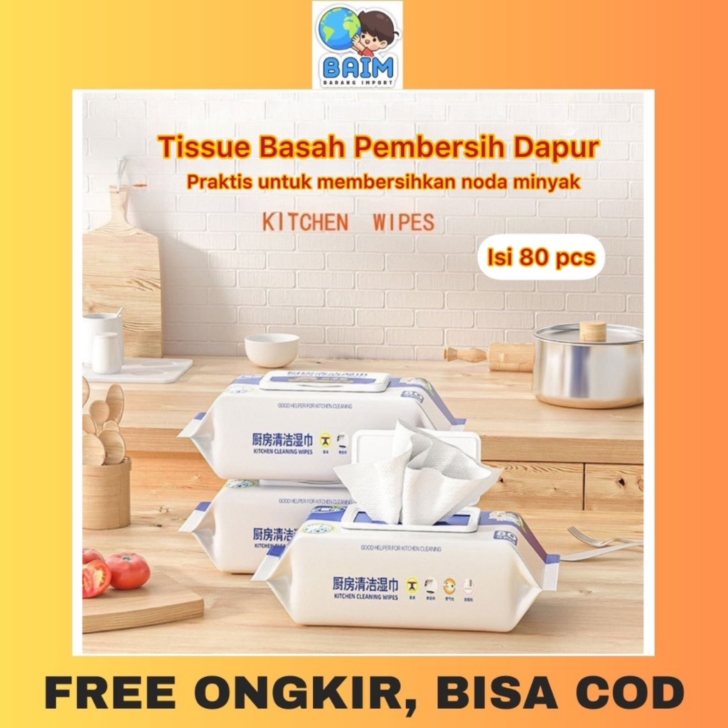 Jual Baim Tisu Tissue Basah Pembersih Dapur Isi 80 Pcs Bahan High ...